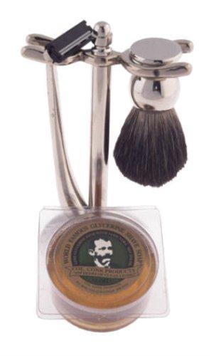 Colonel Ichabod Conk 4pc Chrome Shave Set - Badger Brush Razor Stand ...
