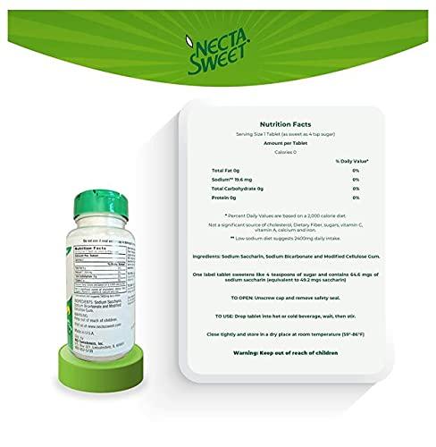 NSI Necta Sweet Saccharin Tablets 1-Grain - 1000 Tablets (2 Bottles ...