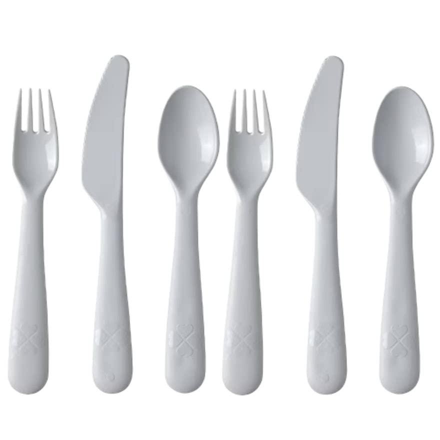 Kids IKEA Kalas Cutlery Set - BPA Free, Grey, 6pcs Fork Knife Spoon ...