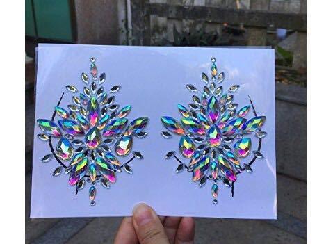 Mermaid Breast Gems Glitter Body Jewels Set - Festival Rhinestone Face ...