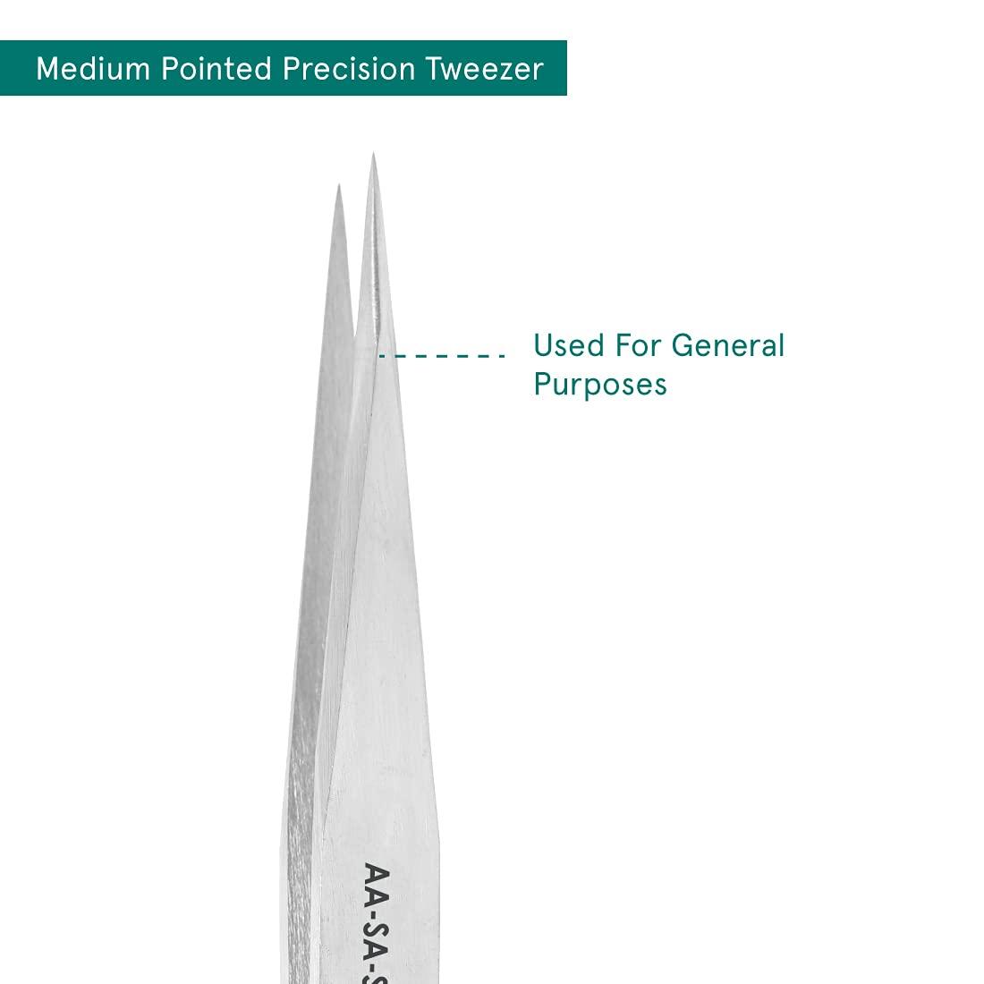 Excela Tweezer Medium Pointed Stainless Steel 5 - Precision Tweezers ...