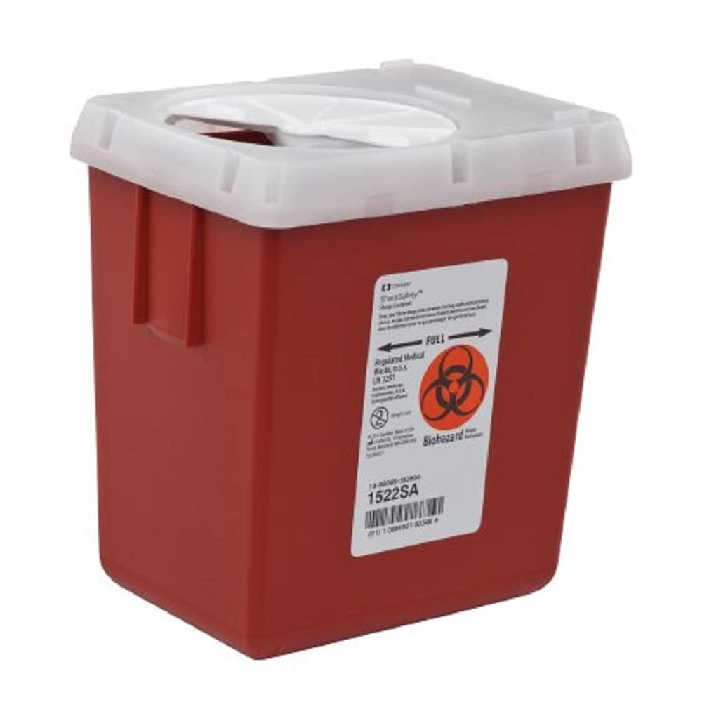 Kendall Phlebotomy Sharps Container 2 Quart Autodrop Red 1522Sa - 7.25H ...