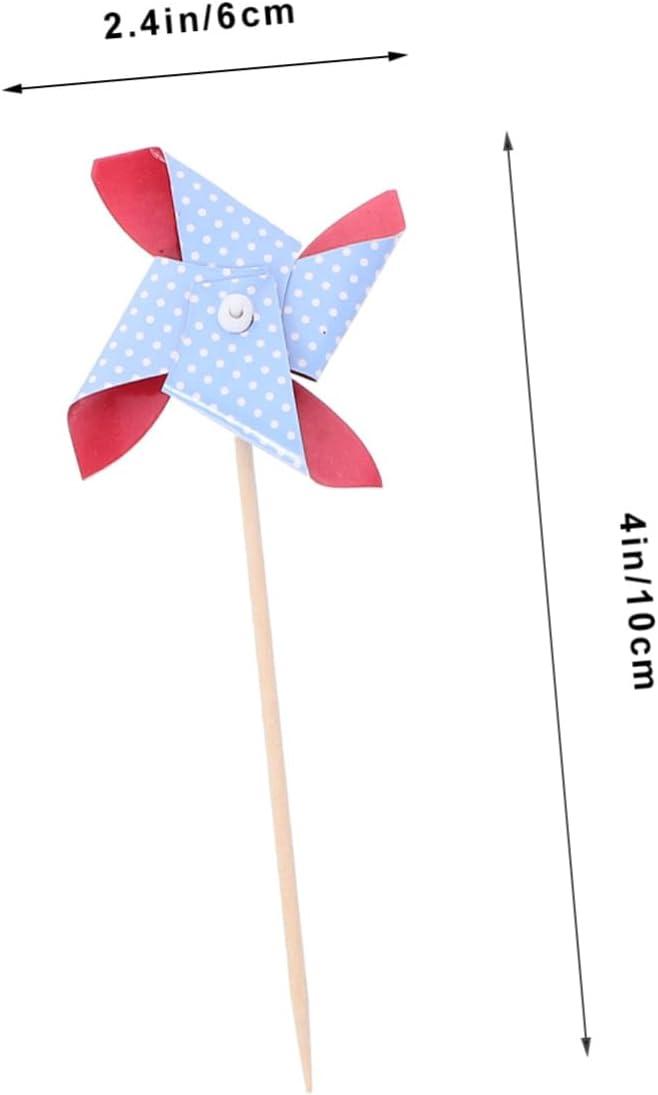 HOMSFOU 18pcs Mini Pinwheel Stakes Pinwheel Cupcake Toppers Kids Party ...