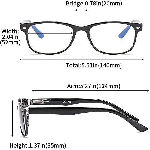 Suertree Anti-Blue Reading Glasses (3 Pack) - 2.0x Diopter Optics with Spring Hinges for Men ...