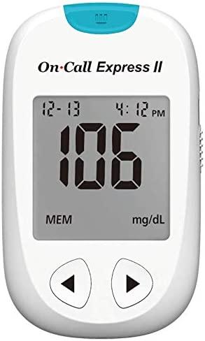 Diabetes Testing Kit: On Call Express II Blood Glucose Meter + 100 Test ...