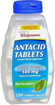 Walgreens Regular Strength Peppermint Antacid Chewable Tablets 500mg ...
