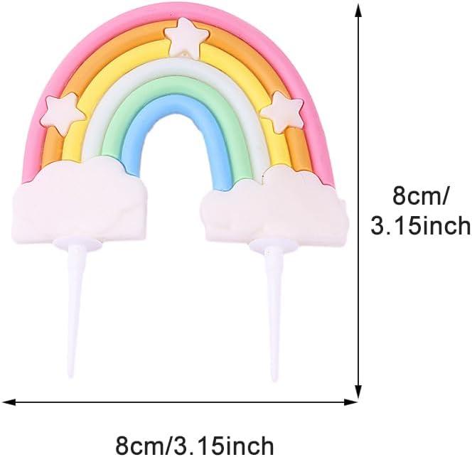 Rainbow Cake Topper Soft Pottery Rainbow Cake Decorations Colorful ...