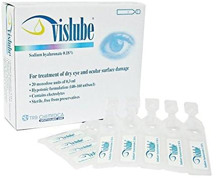 Vislube Sodium Hyaluronate 0.18% Eye Drops - 20x0.3ml for Dry Eye ...
