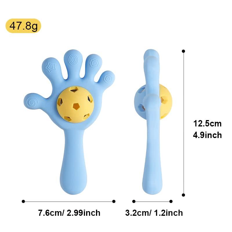 Baby Finger Shaped Teether Clappers - Food Grade Silicone Teether (Yellow)