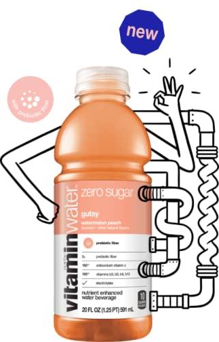 Vitamin Water ZERO Sugar | Gutsy Watermelon Peach 20oz Bottles - Pack of 12 | Nutrient Enhanced ...
