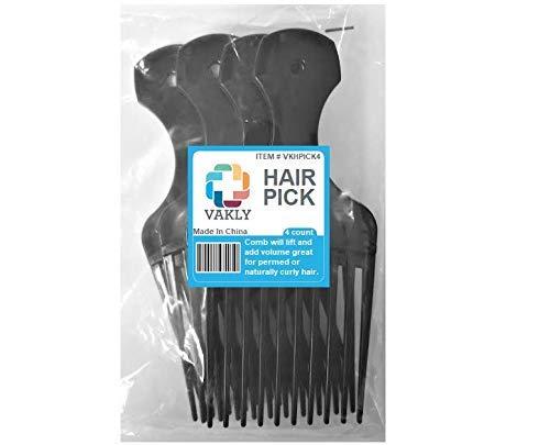 4 Pack 5.25 Inch Plastic Hair Pick Combs - Wide Tooth Afro Lift Picks ...