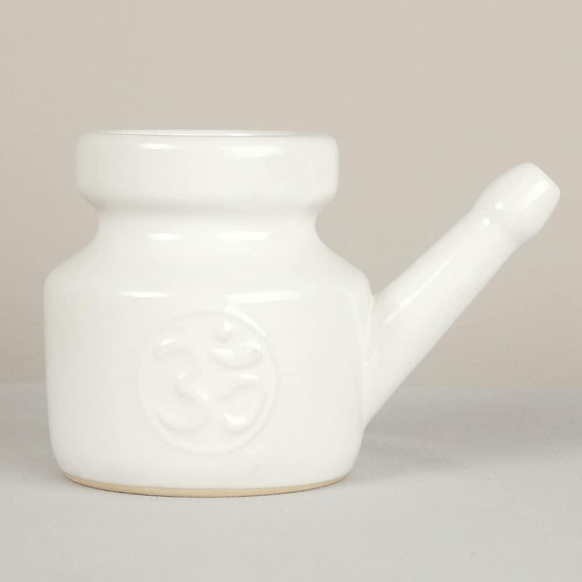 Iunipusy 350ml Ceramic Neti Pot - Robust Leak-Proof Nose Jug for Nasal ...