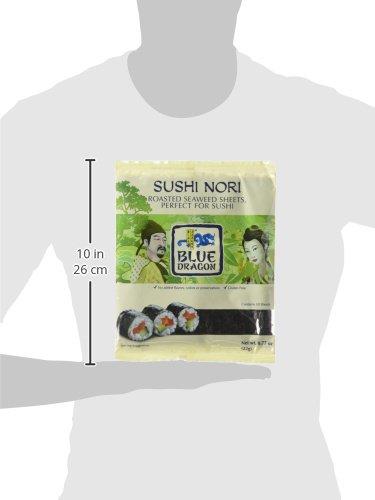 Blue Dragon Sushi Nori 10 Full Sheets - 0.77 Oz | Roasted Seaweed ...