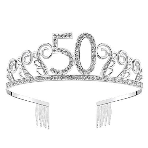 BABEYOND Crystal 50th Birthday Tiara - Silver Rhinestone Princess Crown ...