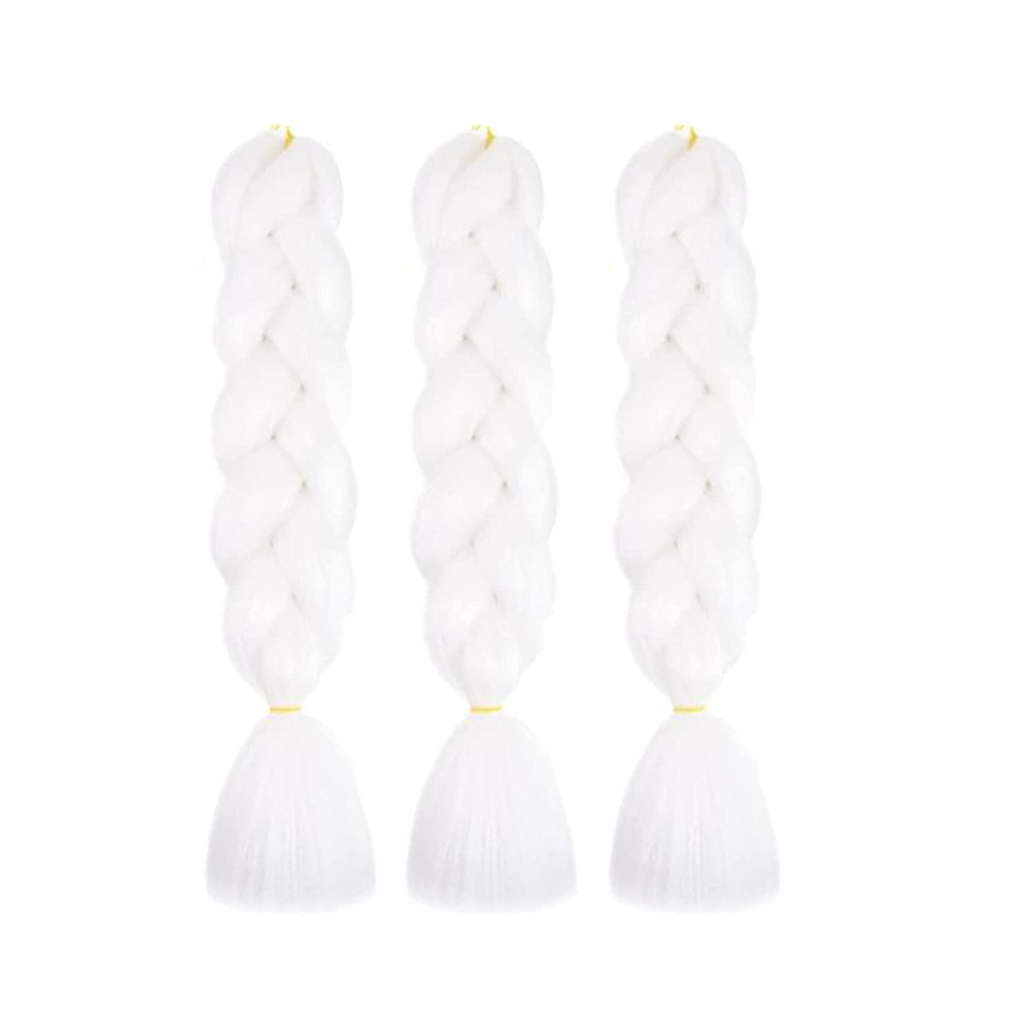 Imierfa White Jumbo Kanekalon Braiding Hair Extensions 24 Inch - 3PCS ...