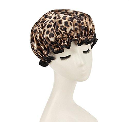 Thicken Double Layer Waterproof Leopard Shower Cap for Women - Nument ...