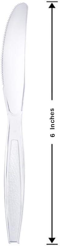 Netko Heavyweight Clear Plastic Knives - 300 Pack | Disposable Heavy Duty Cutlery Utensils | Buy ...
