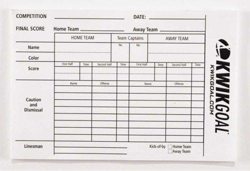 Kwik Goal Referee Score Sheets - White | Official Soccer Match Record ...