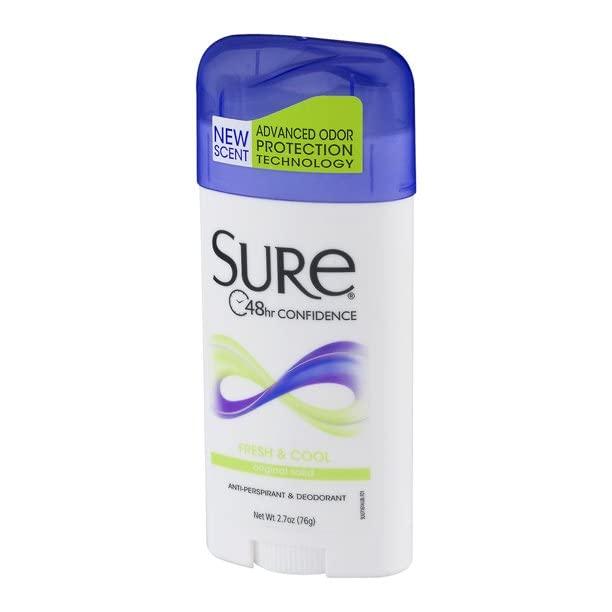 Sure Original Solid Fresh & Cool Scent Anti-Perspirant Deodorant 2.70 ...