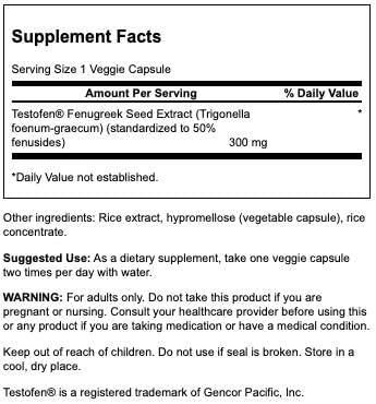 Swanson Testofen Fenugreek Extract 300mg - Hormone Support for Men and ...