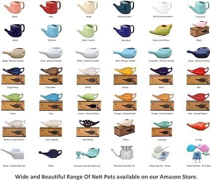 Ancient Impex Ceramic Neti Pot Sky Blue - 300ml Capacity with 5 Sachets ...