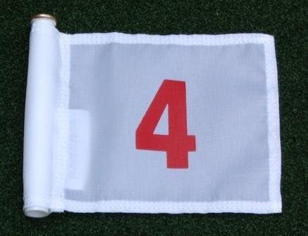 Red Numbered Golf Pin Marker Flag Set - Numbers 1-5 on White Jr. Flag ...