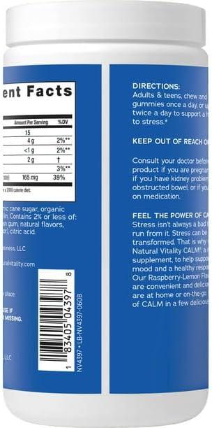 Natural Vitality Calm Gummies - Raspberry-Lemon Flavored Magnesium ...