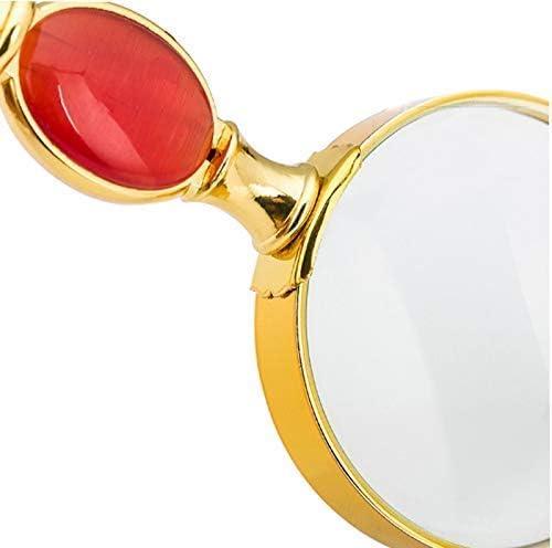 Handheld Glass Double Jade Handle Gold Full Metal Frame Enlargement ...