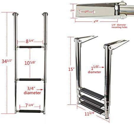 3 Step Stainless Steel Telescoping Boat Dock Ladder for Pontoon Boat ...