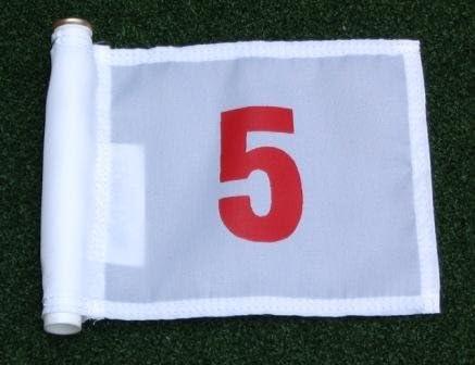 Red Numbered Golf Pin Marker Flag Set - Numbers 1-5 on White Jr. Flag ...