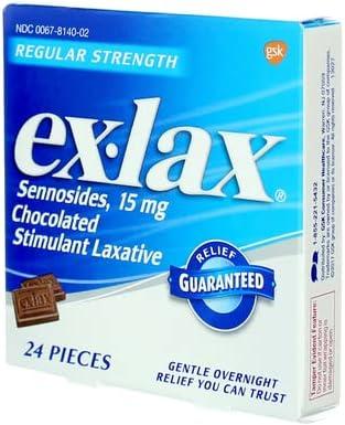 Ex-Lax Regular Strength Chocolate Stimulant Laxative 24 Pieces (Pack of ...