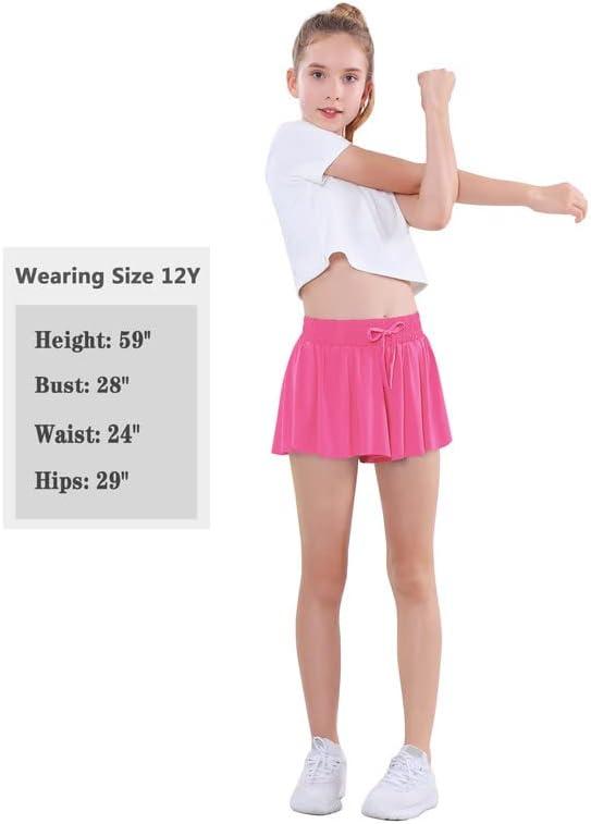 Girls 2 in 1 Flowy Athletic Shorts with Pockets - Rose Red, Size 8 ...