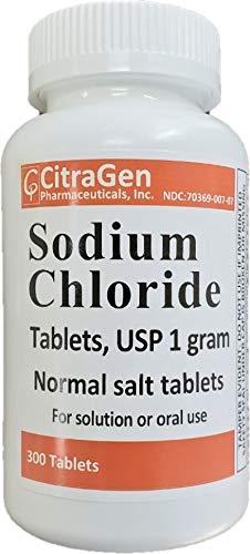 Sodium Chloride Tablets 1 gm USP - 300 Tablets by CitraGen ...
