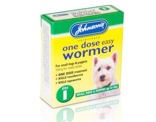 Johnson One Dose Wormer Dog Worming Tablets Roundworm & Tapeworm SIZE 1 ...