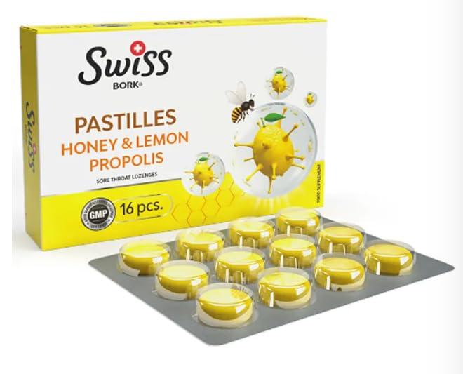 SWISS BORK Honey & Lemon Pastilles - Sore Throat Relief (16 PCS) | Buy ...