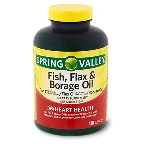Spring Valley Fish Flaxseed Borage Oil Omega 3 6 9 Softgels + Vitamin ...