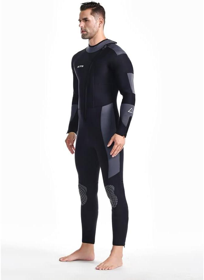 ZCCO Men's 5mm Neoprene Wetsuit - Front Zip Full Body Diving Suit for ...