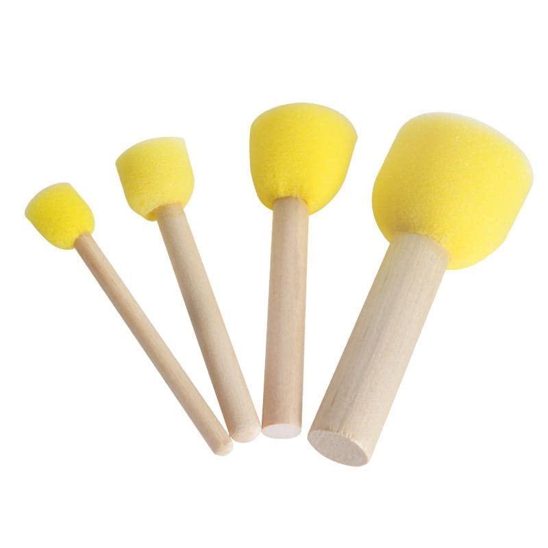 12pcs Round Paint Foam Sponge Brush Set - Painting Tools Sponge ...