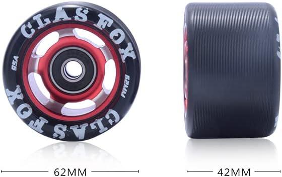 CLAS FOX 95A Speed/Derby Aluminum Roller Skate Wheels - Set of 8 Black PU Red Core | Buy Now ...
