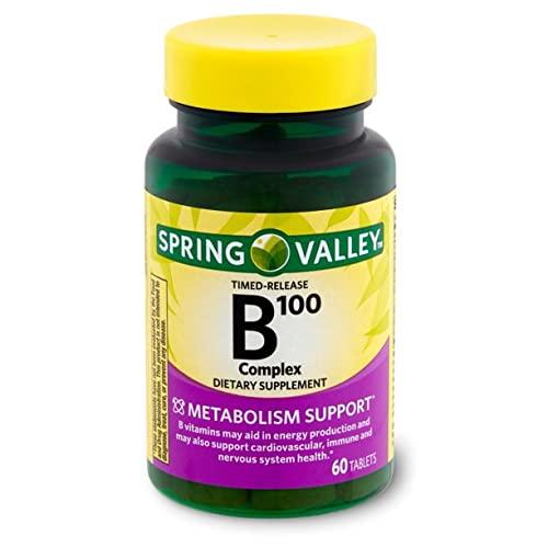 Spring Valley Timed-Release B100 Complex Dietary Supplement 60 Count ...