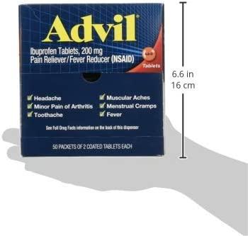 Advil Ibuprofen 200mg 100 Tablets (2 Count x 50 Pack) - Pain Relief ...
