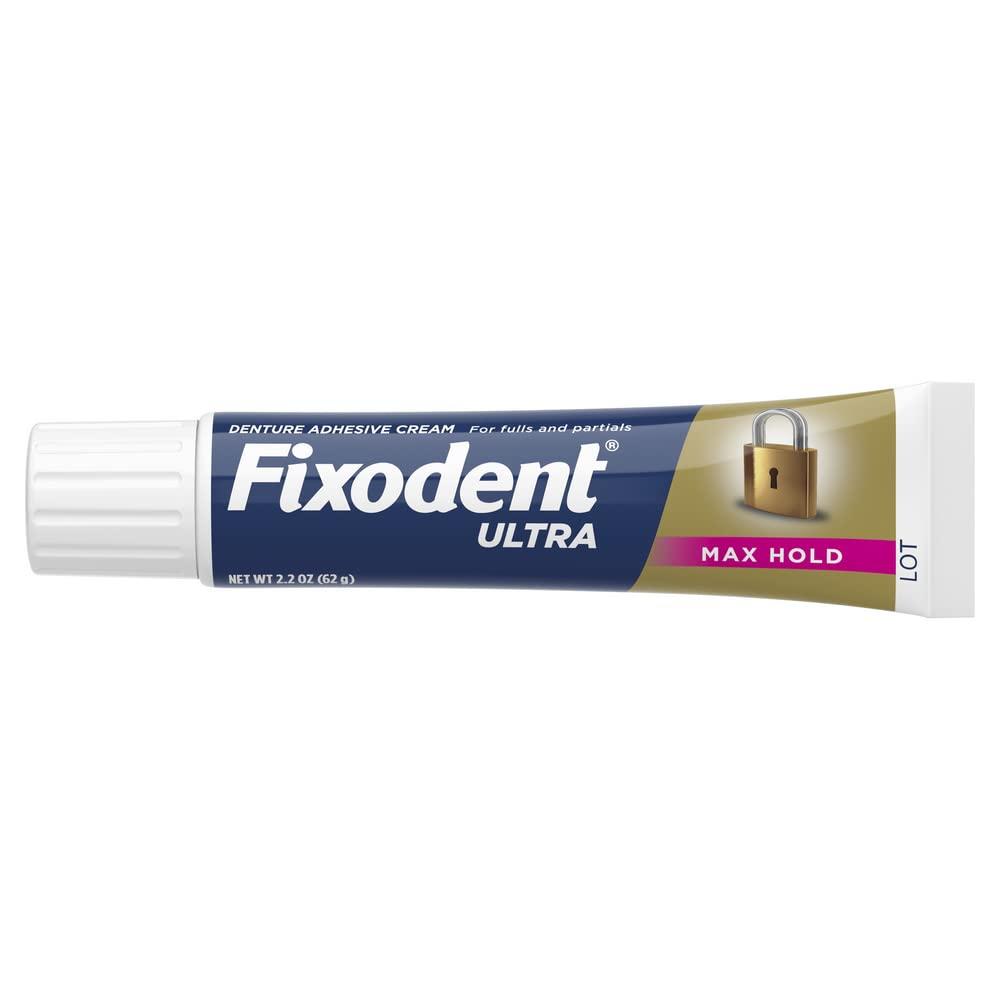 Fixodent Ultra Max Hold Denture Adhesive 2.2 oz - Strongest Hold, Long ...