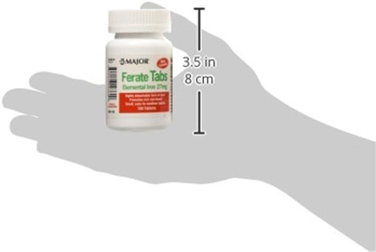 Major Ferate Tabs 27mg Elemental Iron - 100 Tablets | Iron Supplement ...