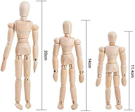 WANDIC Wooden Manikin Blockhead, 4 Pcs Wood Artist Figure Doll Model ...