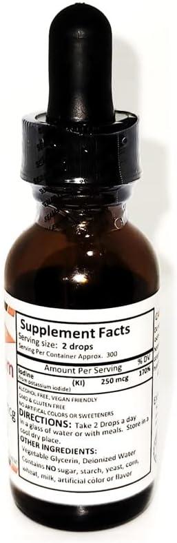 A2Z Potassium Iodide Liquid Drops 250 mcg Supplement - Thyroid Support - More Bioavailable Than ...