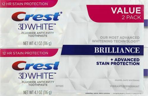 Crest 3D White Brilliance Vivid Peppermint Toothpaste - Pack of 2 ...