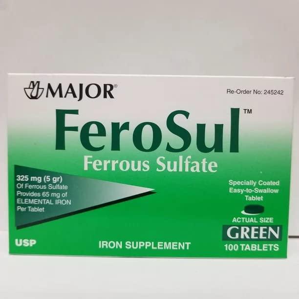 3 Pack FeroSul 325mg Ferrous Sulfate Coated Tablets - Easy-to-Swallow ...