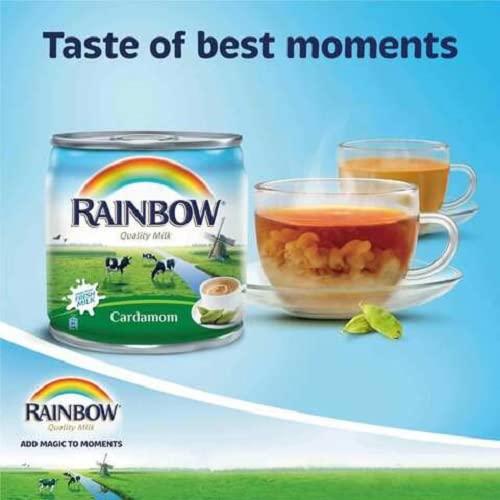 Rainbow Evaporated Milk with Cardamom 6oz 170gm x 12 Cans - Full Cream ...