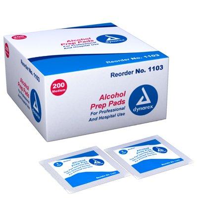 Dynarex Sterile Alcohol Prep Pads - Medium | 200 Count - 70% Isopropyl ...