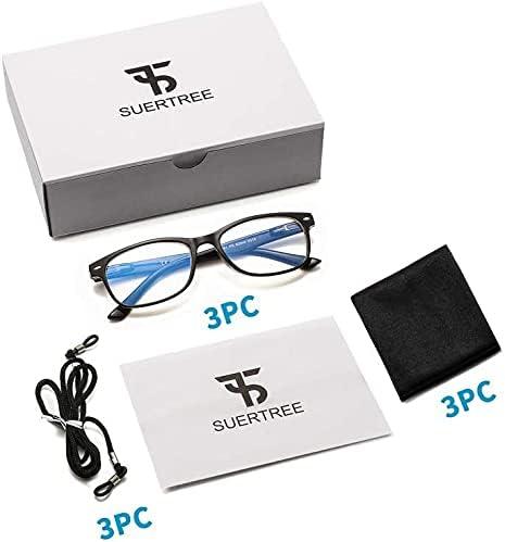 Suertree Anti-Blue Reading Glasses (3 Pack) - 2.0x Diopter Optics with Spring Hinges for Men ...